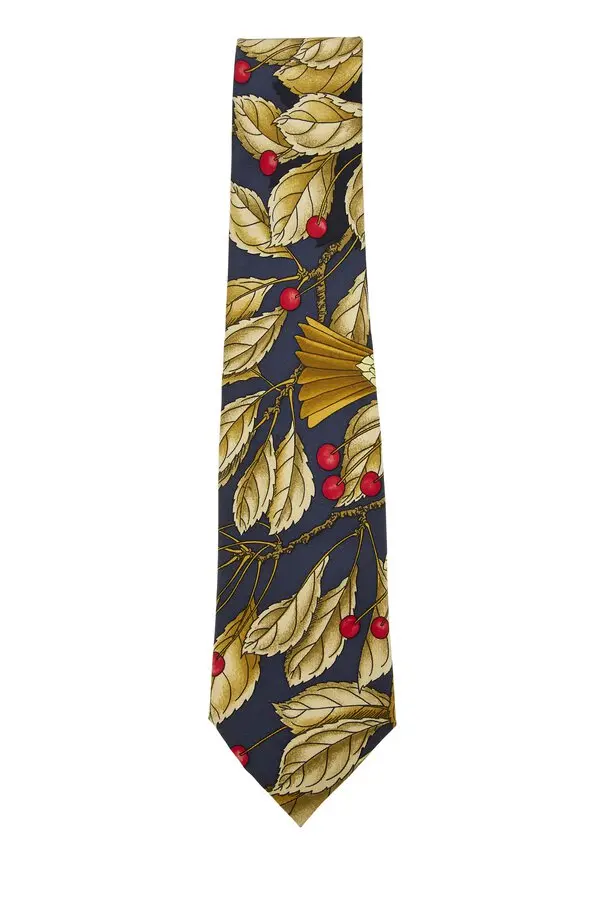 Hermès Holly Print Tie - Navy