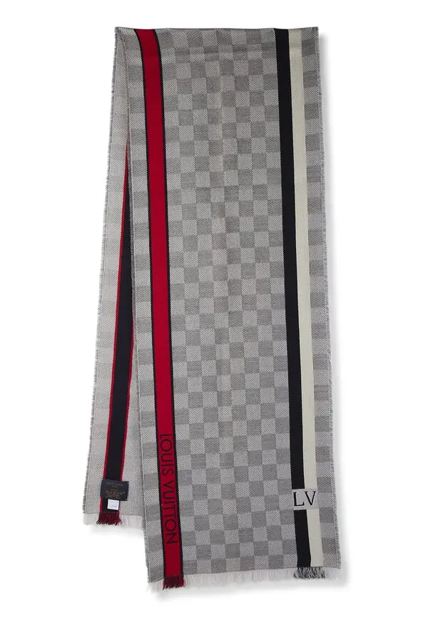 LOUIS VUITTON Damier Echarge Messager Wool Scarf - Grey