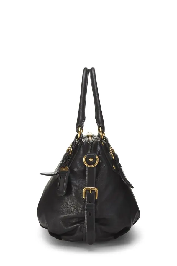 Prada Calfskin Leather Buckle Handbag