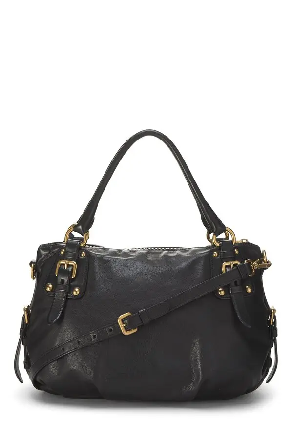 Prada Calfskin Leather Buckle Handbag