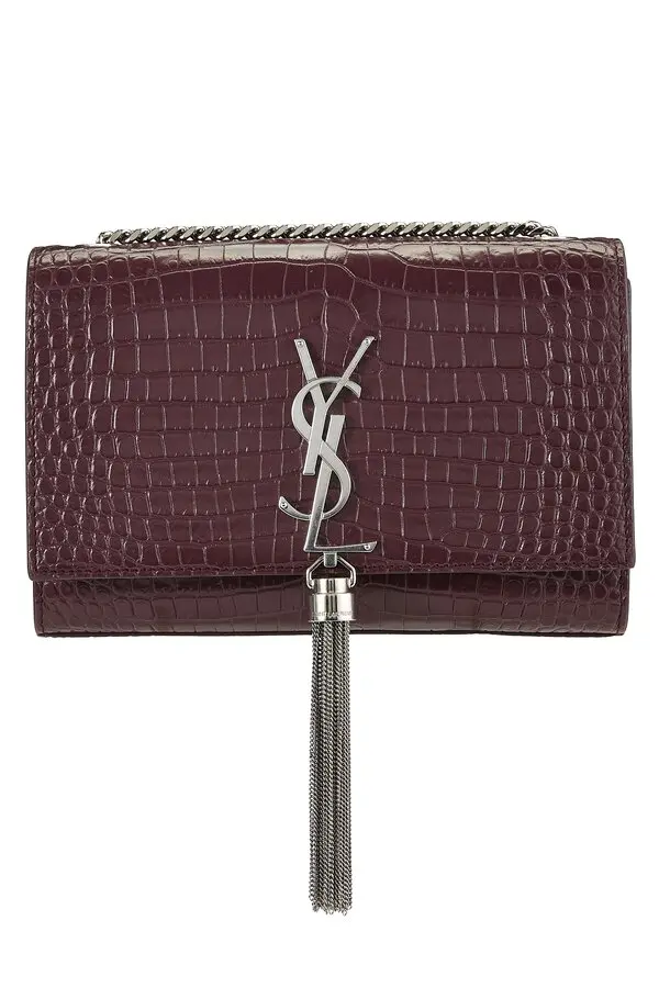 Saint Laurent Embossed Kate Tassel Bag - Burgundy
