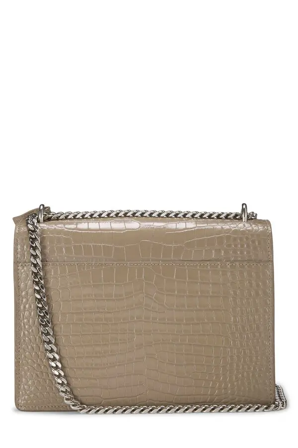 Saint Laurent Sunset Embossed Leather Shoulder Bag - Beige
