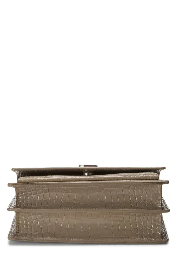 Saint Laurent Sunset Embossed Leather Shoulder Bag - Beige