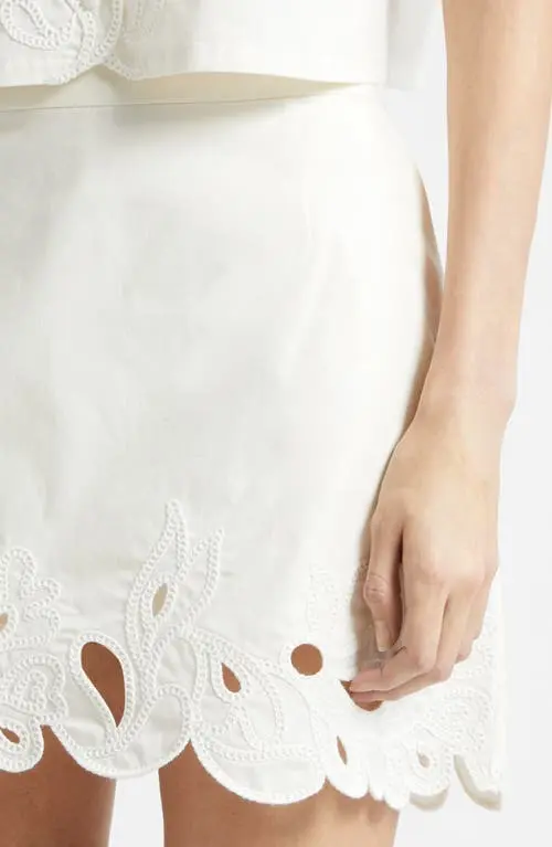 Cinq À Sept Paisley Bloom Embroidered Miniskirt - Cream/white