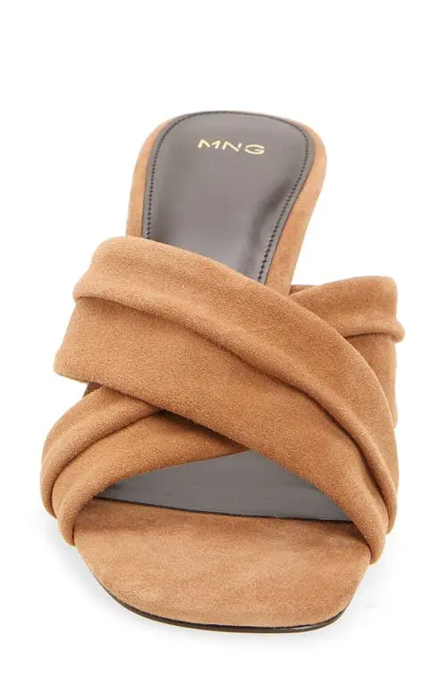 Mango Criss-cross Suede Slides