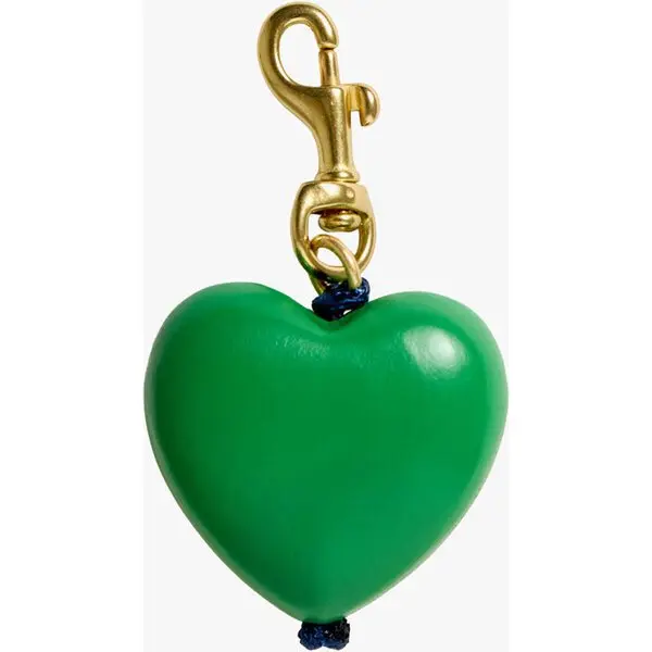 Clare V. Grande Heart Key Fob - Emerald