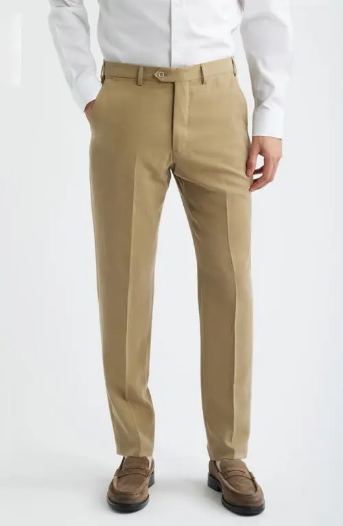 Emporio Armani Flat Front Suit Pants - Tan