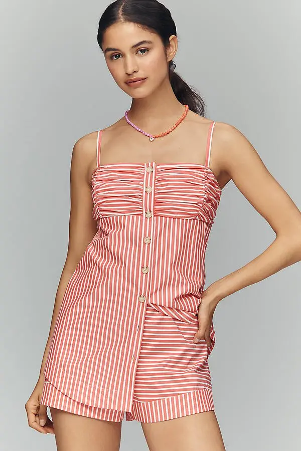 Maeve Ruched Cotton Romper