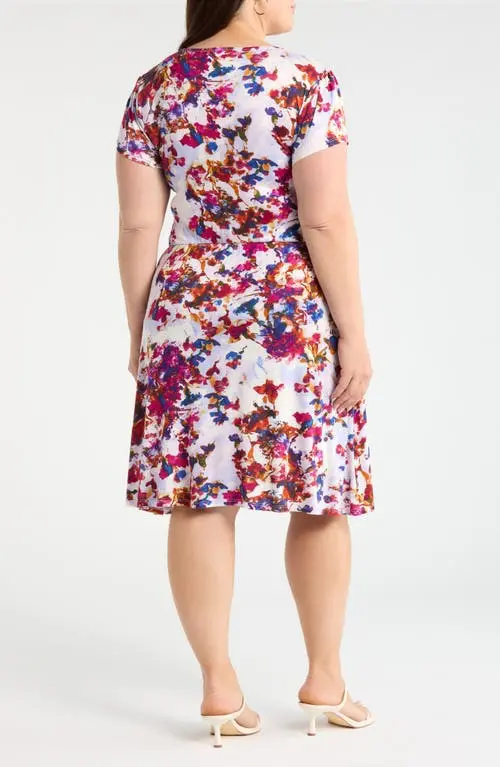 Loveappella Print Faux Wrap Dress