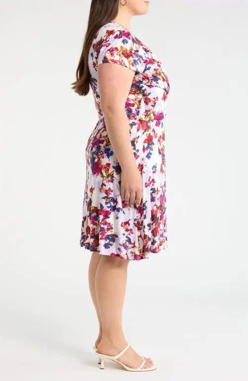 Loveappella Print Faux Wrap Dress
