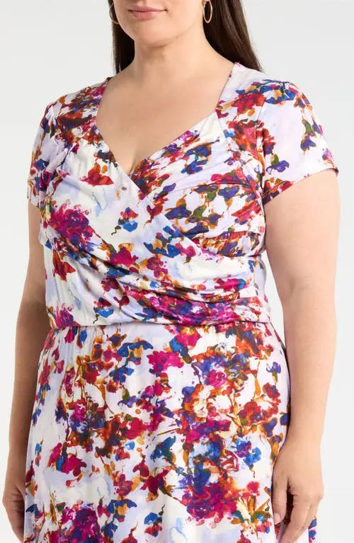 Loveappella Print Faux Wrap Dress