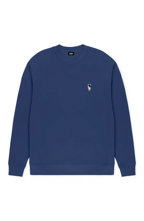 DALIX Astronaut Relaxed Midweight Fleece Crewneck Sweatshirt - Cobalt