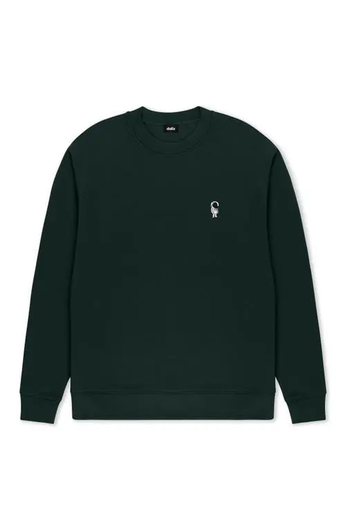 DALIX Astronaut Relaxed Midweight Fleece Crewneck Sweatshirt - Pine Green