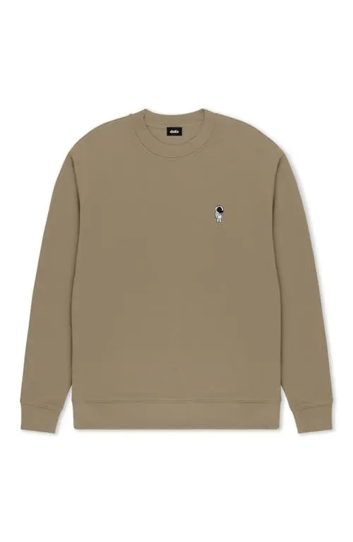 DALIX Astronaut Relaxed Midweight Fleece Crewneck Sweatshirt - Sand