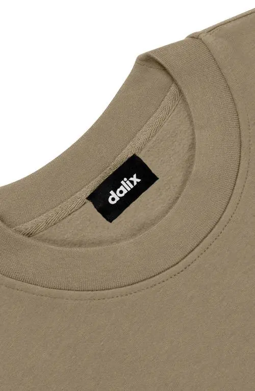 DALIX Relaxed Fit Midweight Fleece Crewneck Sweatshirt - Sand