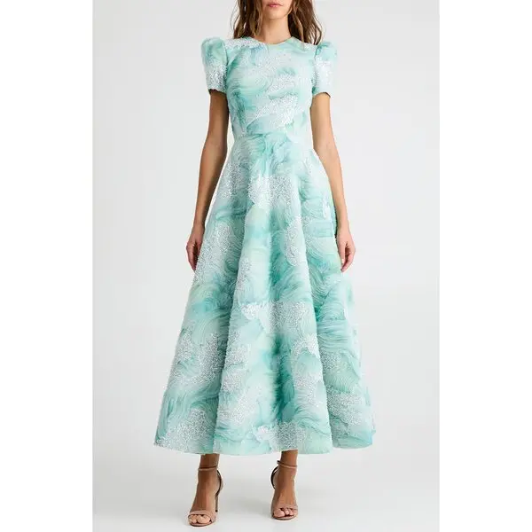 HELSI Eleanor Sequin Fit & Flare Cocktail Dress - Seafoam