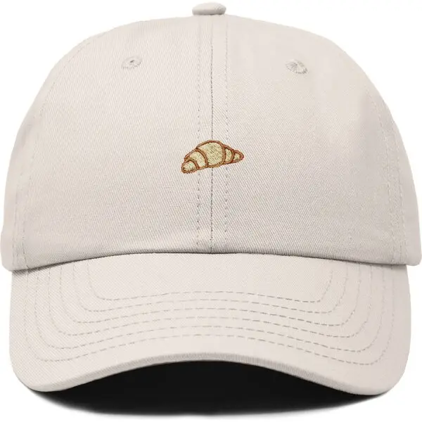 DALIX Croissant Embroidered Dad Cap - Beige