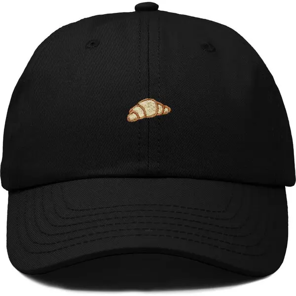 DALIX Croissant Embroidered Dad Cap - Black