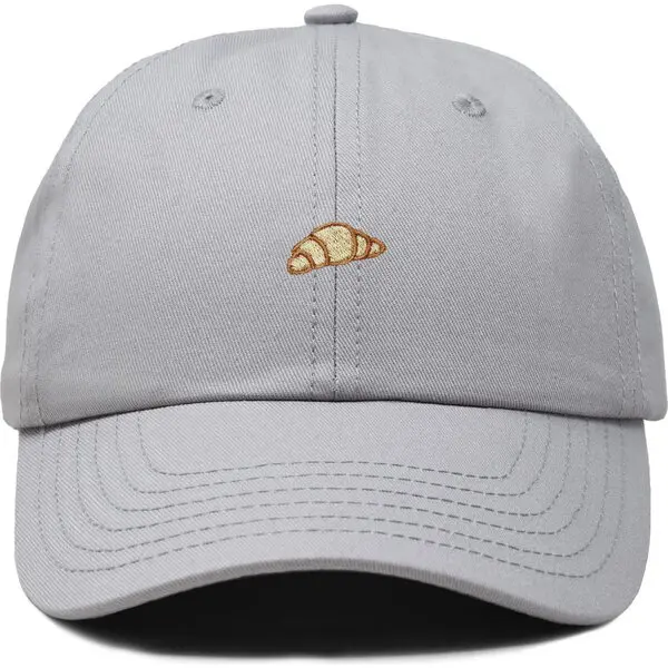 DALIX Croissant Embroidered Dad Cap - Gray