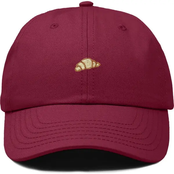 DALIX Croissant Embroidered Dad Cap - Maroon
