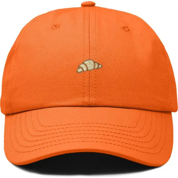 DALIX Croissant Embroidered Dad Cap - Orange