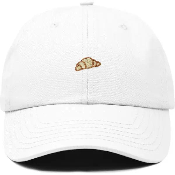 DALIX Croissant Embroidered Dad Cap - White