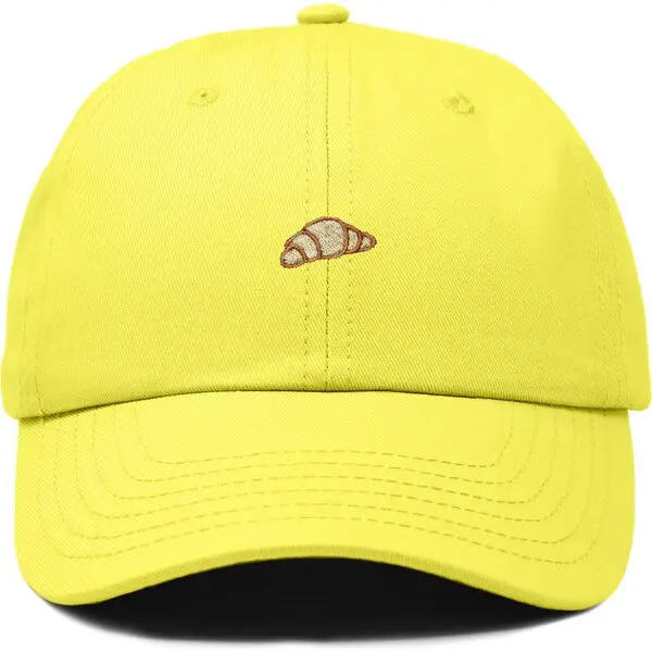 DALIX Croissant Embroidered Dad Cap - Yellow
