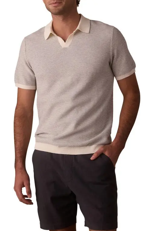 THE NORMAL BRAND Robles Bird's Eye Polo - Cream/grey