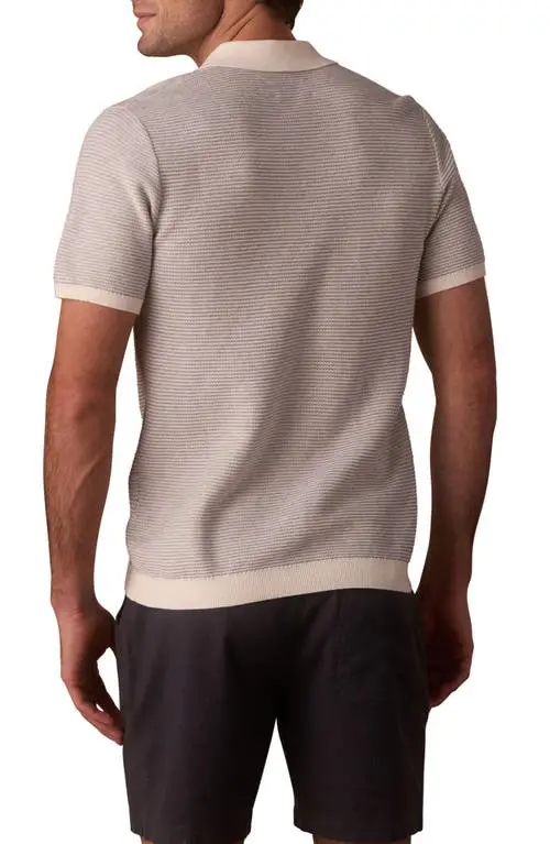 THE NORMAL BRAND Robles Bird's Eye Polo - Cream/grey