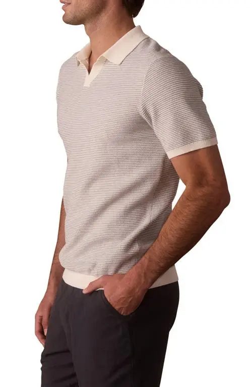 THE NORMAL BRAND Robles Bird's Eye Polo - Cream/grey