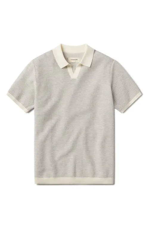 THE NORMAL BRAND Robles Bird's Eye Polo - Cream/grey