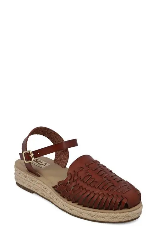 Mia Eshani Ankle Strap Espadrille Sandal - Cognac Bon