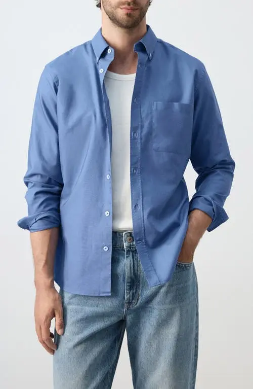 Mango Regular Fit Oxford Button-down Shirt - Ink Blue