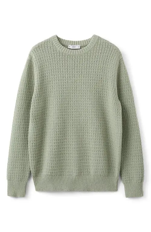 Mango Crewneck Open Knit Sweater - Mint Green