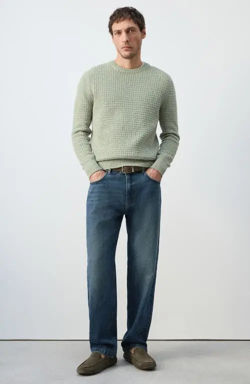 Mango Crewneck Open Knit Sweater - Mint Green
