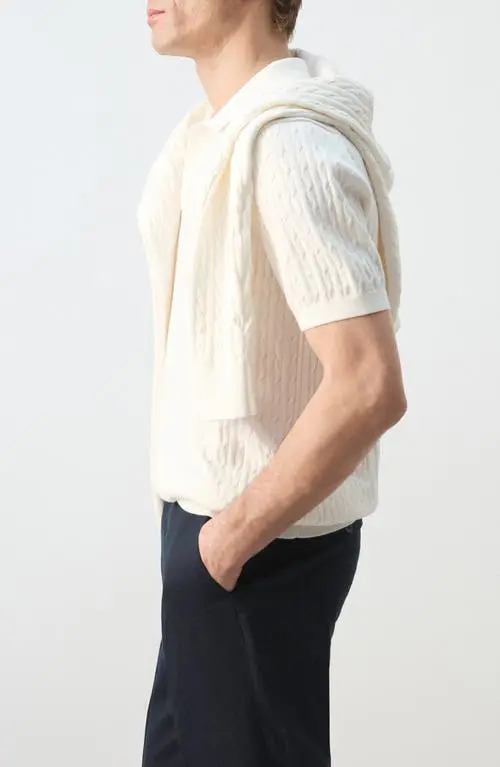 Mango Cable Stitch Polo Sweater - Off White