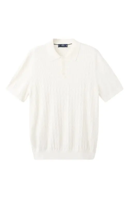 Mango Cable Stitch Polo Sweater - Off White