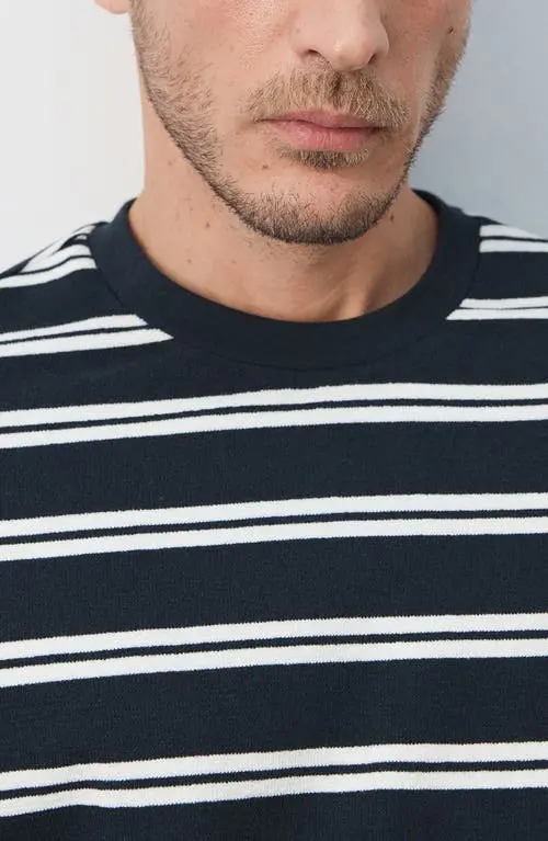 Mango Regular Fit Stripe Cotton Blend T-shirt - Navy