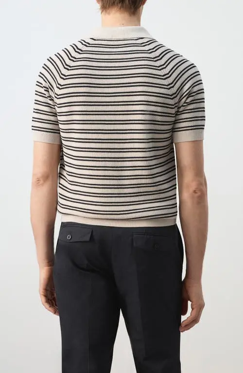 Mango Stripe Knit Polo - Beige