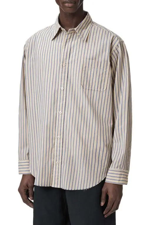 ALLSAINTS Roma Stripe Button Front Shirt - Sherbert Yellow