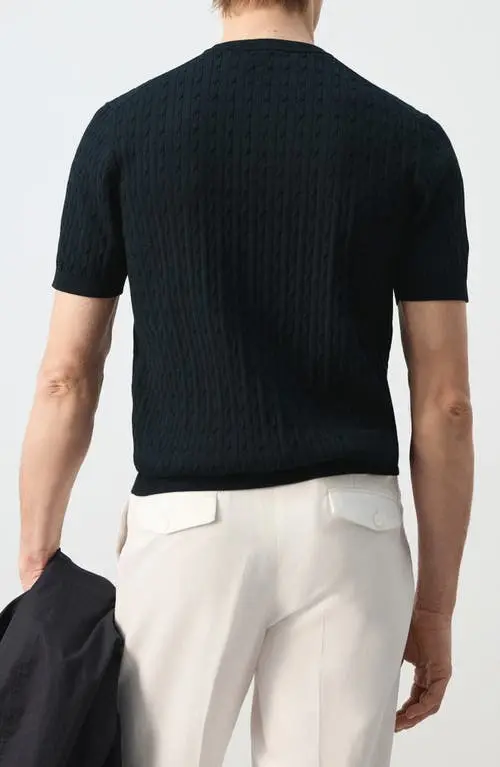 Mango Cable Stitch Short Sleeve Cotton Sweater