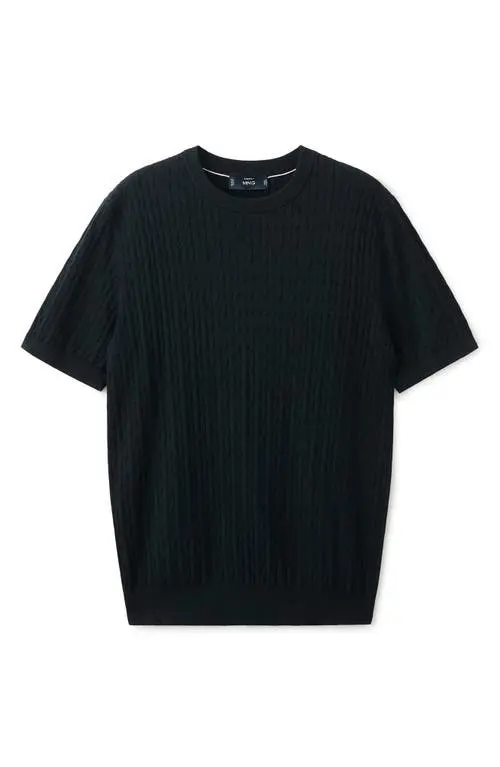 Mango Cable Stitch Short Sleeve Cotton Sweater