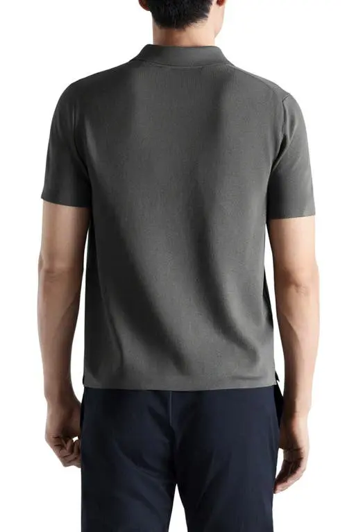 Mango Zip Cotton Blend Polo - Dark Grey