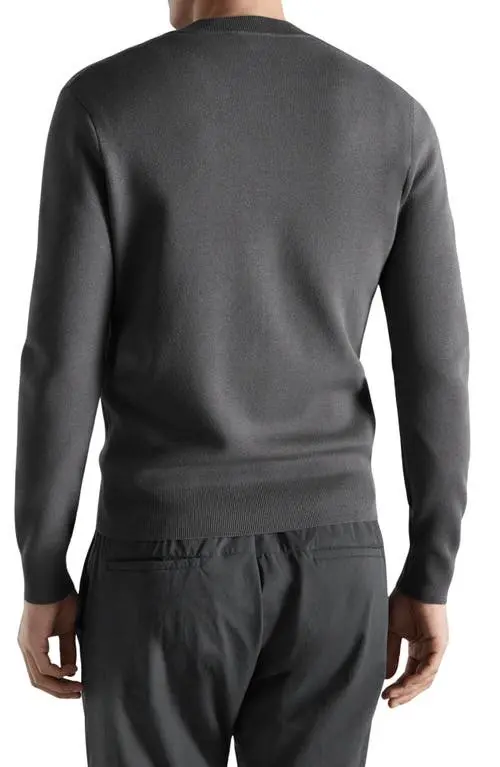 Mango Comfort Stretch Crewneck Zip Cardigan - Dark Grey