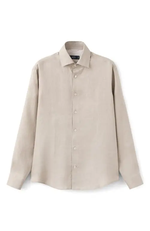 Mango Slim Fit Linen Button-up Shirt - Sand