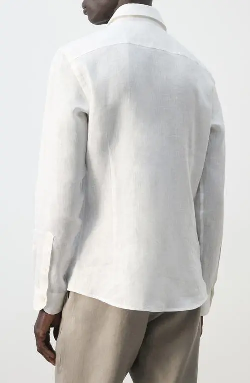 Mango Slim Fit Linen Button-up Shirt - White
