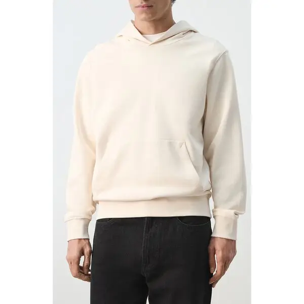 Mango Regular Fit Cotton Fleece Hoodie - Ecru