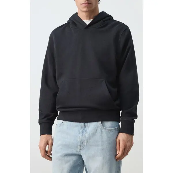 Mango Regular Fit Cotton Fleece Hoodie - Navy