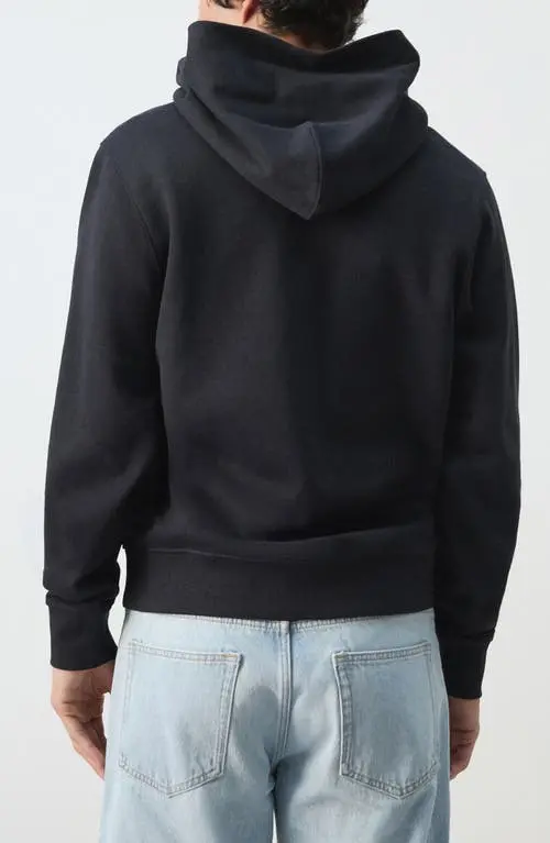 Mango Regular Fit Cotton Fleece Hoodie - Navy