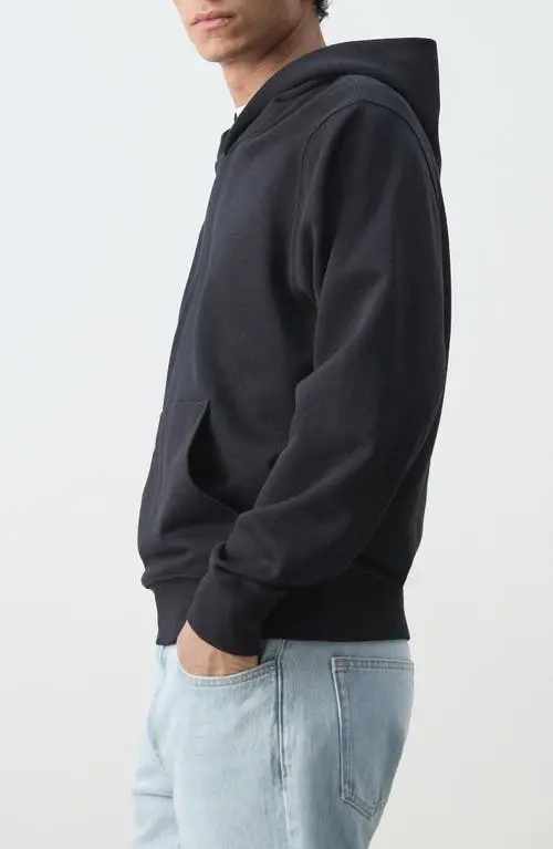 Mango Regular Fit Cotton Fleece Hoodie - Navy